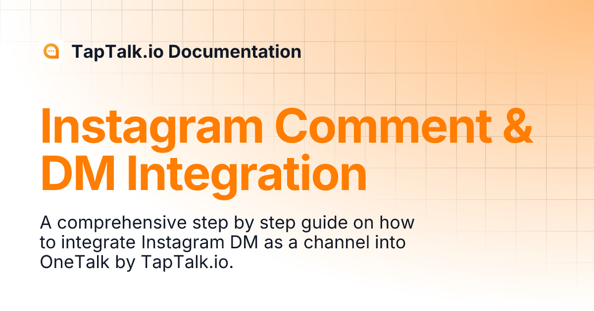 Instagram Comment & DM Integration | TapTalk.io Documentation